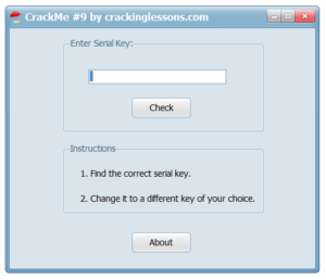 CrackMe #9 – Cracking Lessons